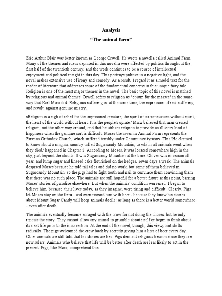 Analysis "The Animal Farm" | PDF | George Orwell