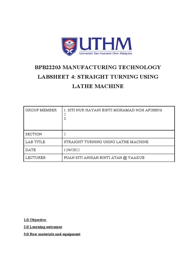 Lathe Lab Report | PDF