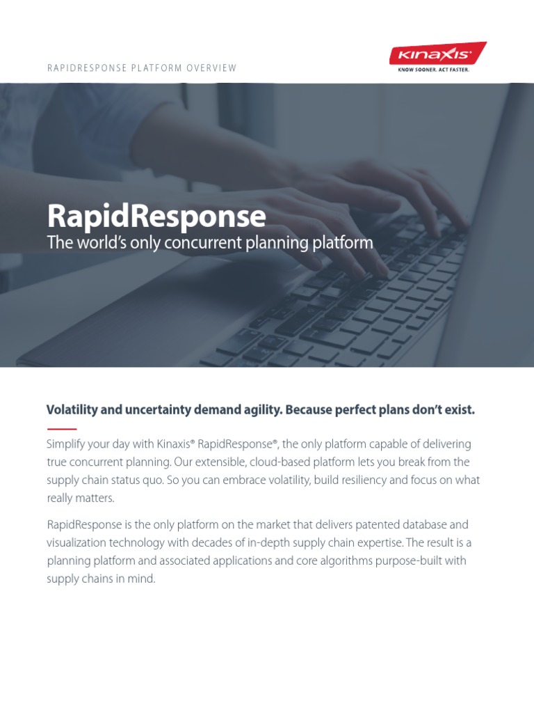 Brochure Rapidresponse Overview Kinaxis | PDF | Supply Chain | Enterprise Resource Planning
