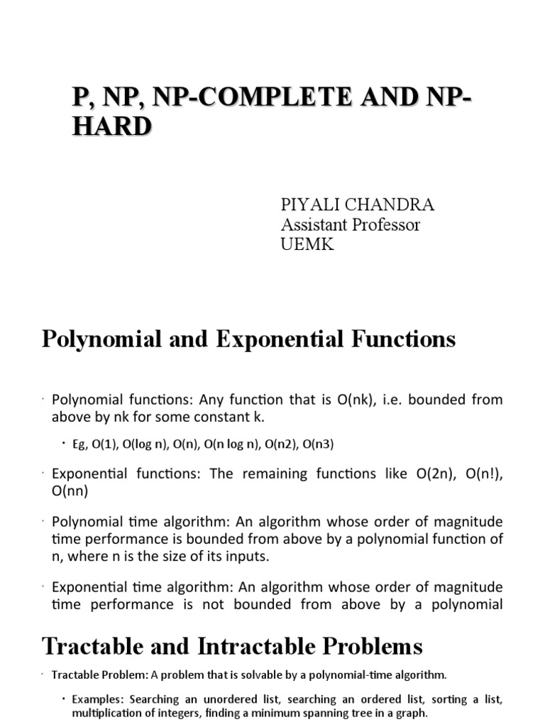 P, NP, Np-Complete and Np-Hard | PDF | Time Complexity | Computational Complexity Theory