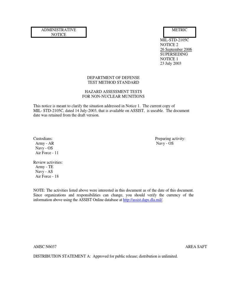 Mil STD 2105c | PDF | Explosive Material | Explosion