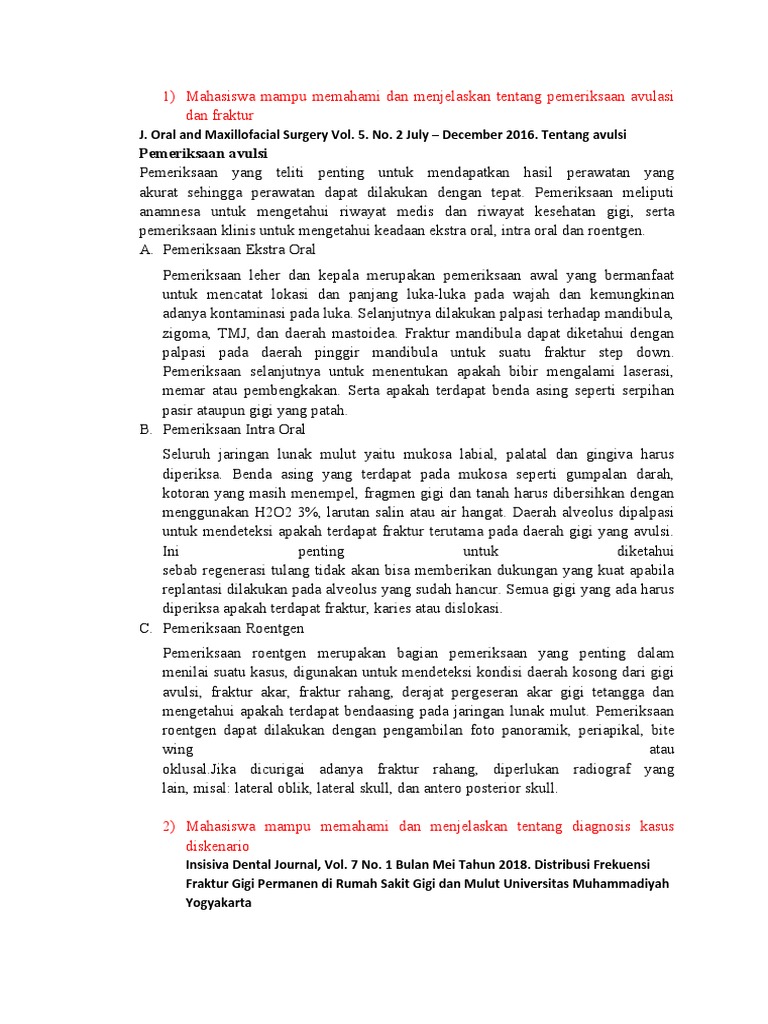 Pemeriksaan dan Penanganan Avulsi | PDF