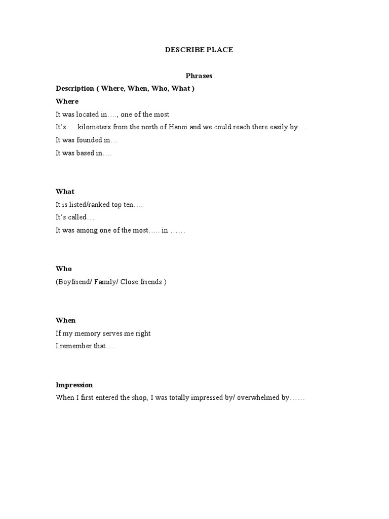 Describe Place | PDF