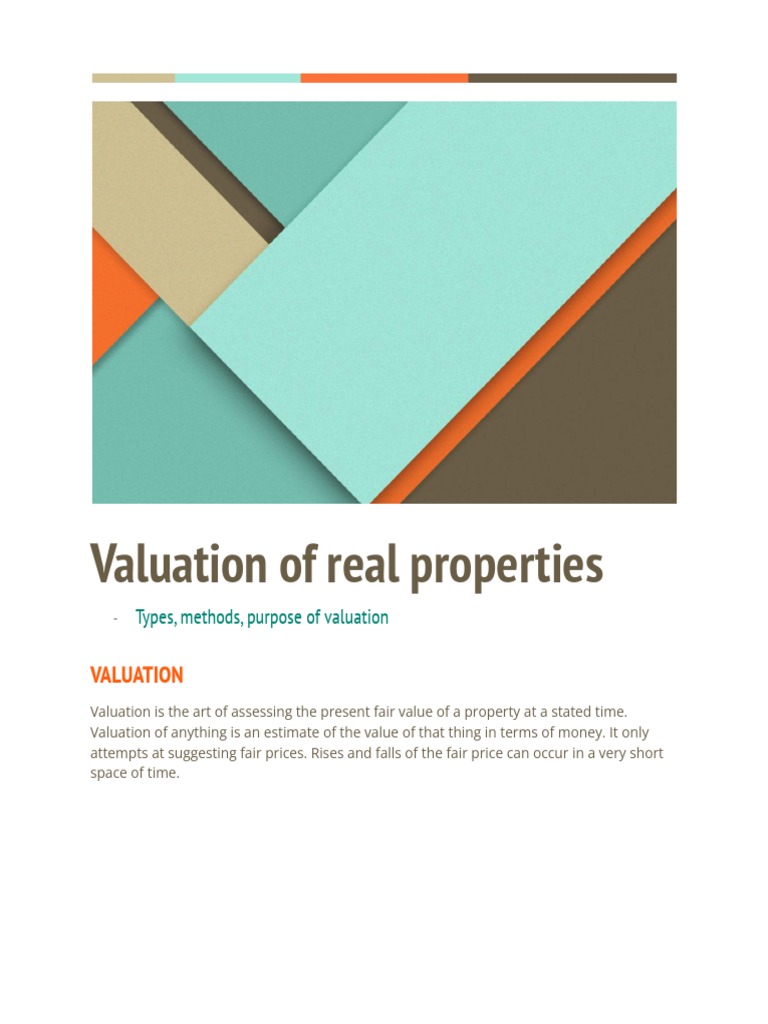 Real Property Valuation Methods Explained | PDF | Real Estate Appraisal ...