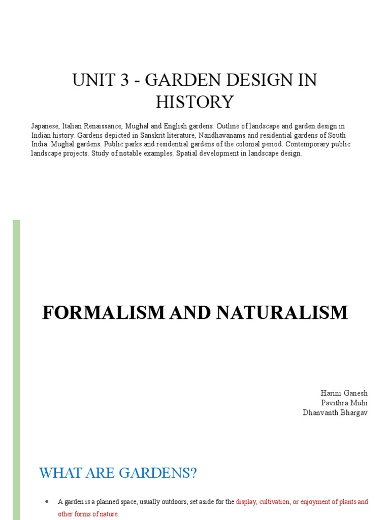 UNIT 3 - Landscape Design | PDF | Gardens | Botany