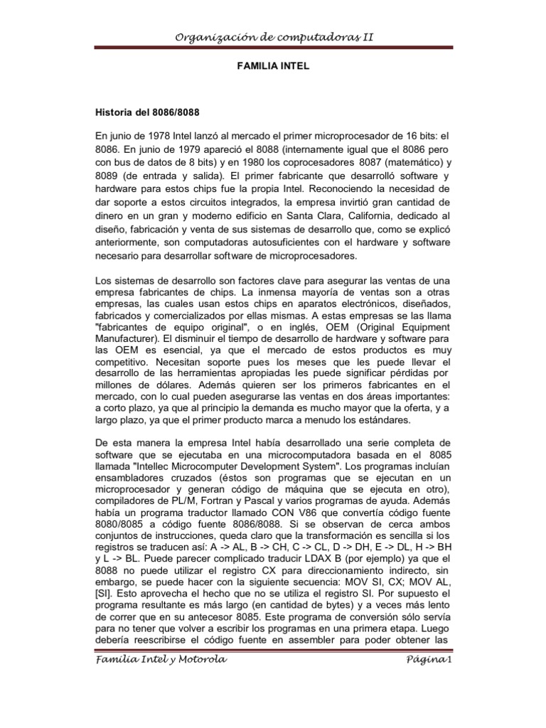 Investigacion de Intel Vs Motorola | PDF | Poco | Unidad Central de ...