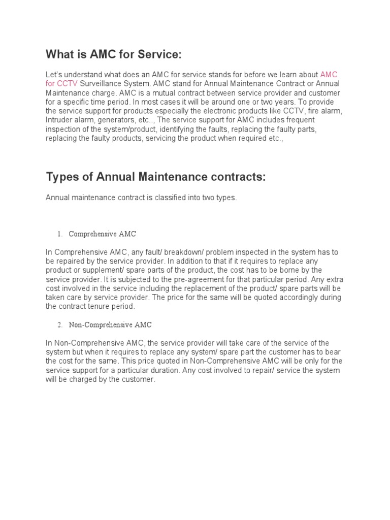 Non-Comprehensive AMC for CCTV Systems | PDF | Closed Circuit ...