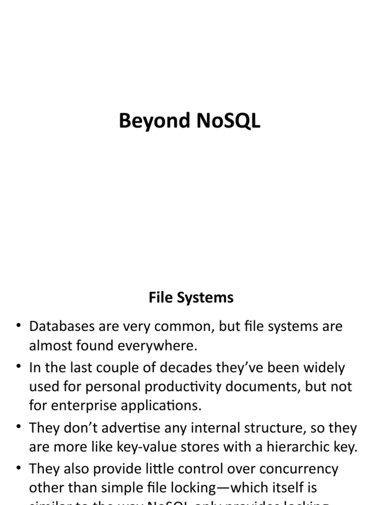 Beyond NoSQL | Download Free PDF | Xml | Databases