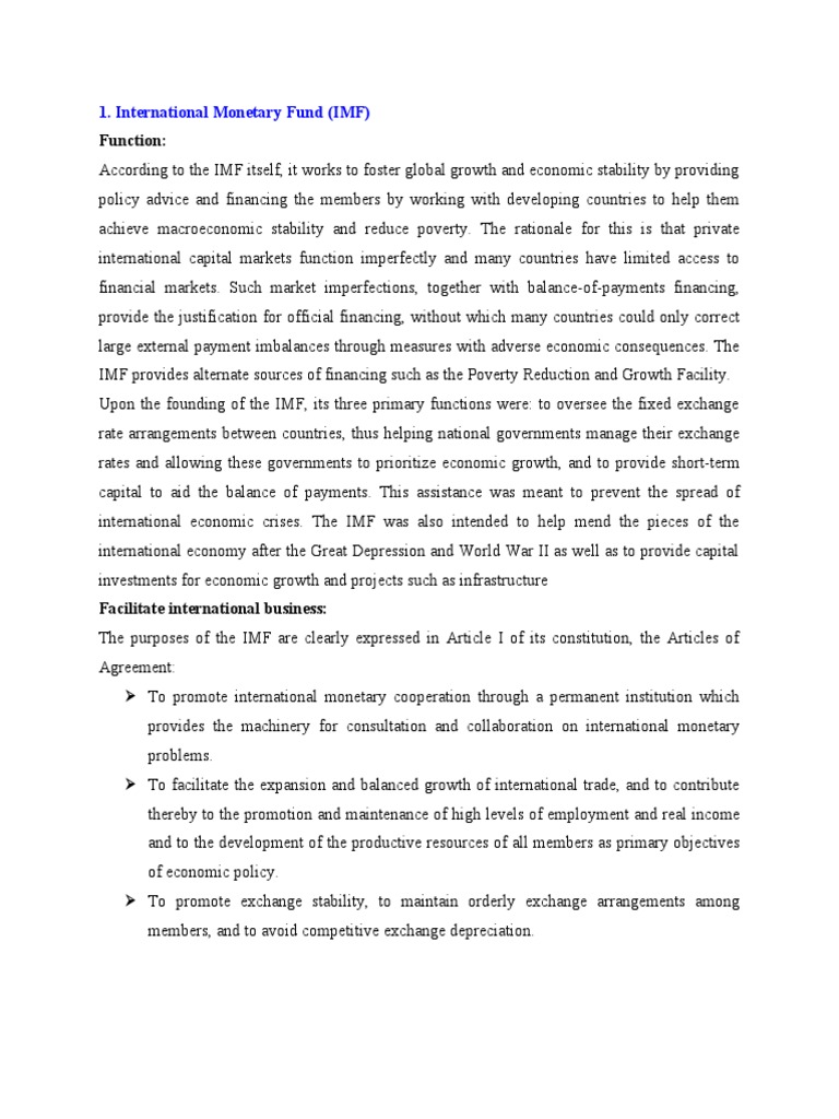 Function:: 1. International Monetary Fund (IMF) | PDF | International ...
