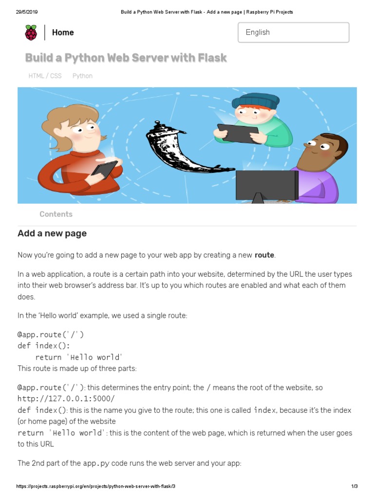 Build A Python Web Server With Flask - Add A New Page - Raspberry Pi Projects-13 | PDF | World ...