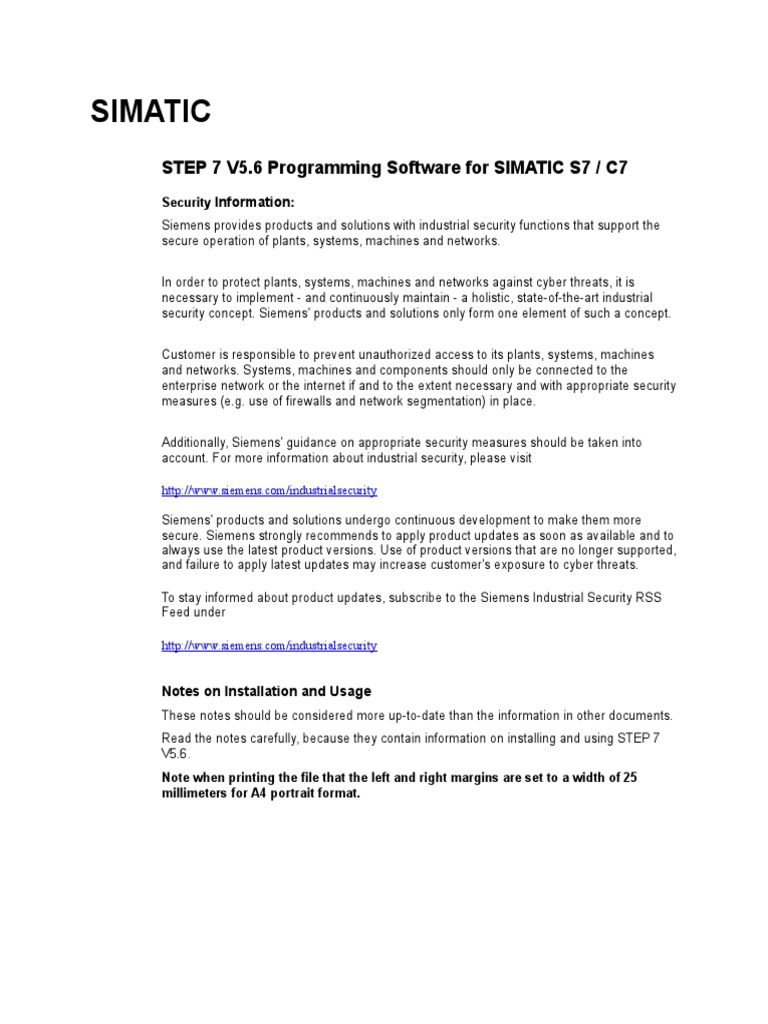 Simatic: STEP 7 V5.6 Programming Software For SIMATIC S7 / C7 | PDF | Operating System ...