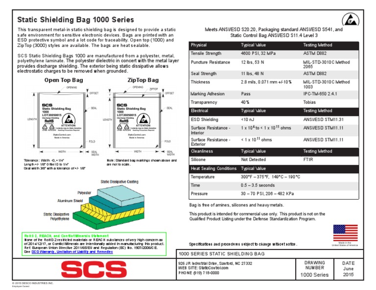 Static Shielding Bag 1000 Series | PDF | Electrostatic Discharge ...