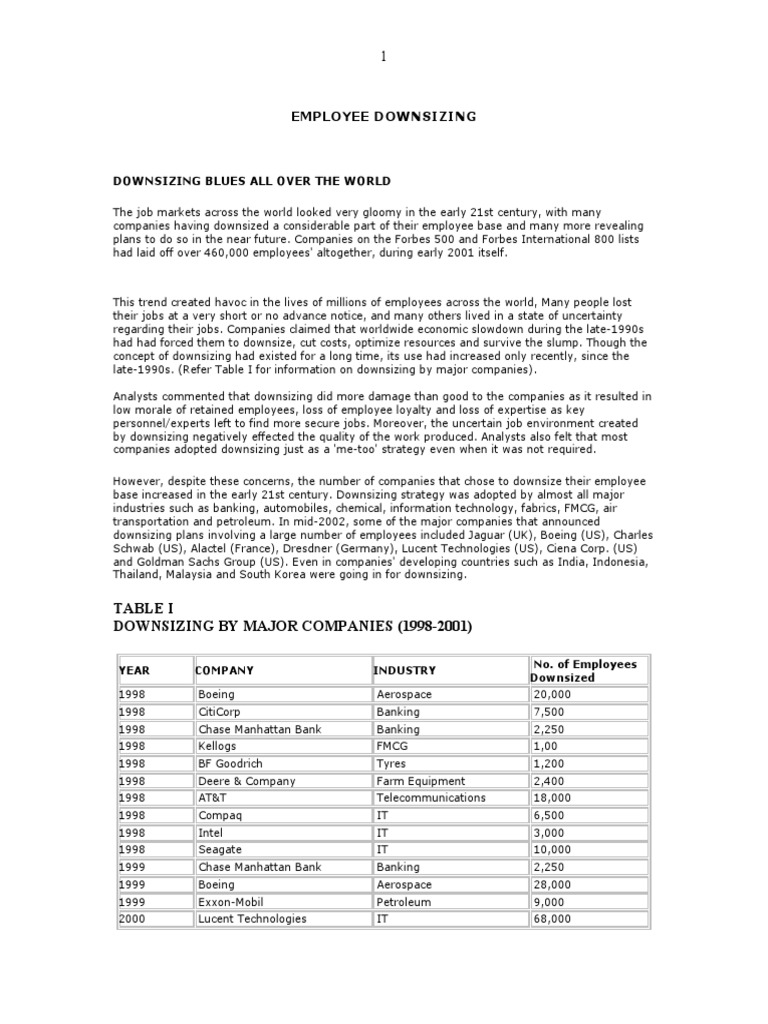 Employee Downsizing: Downsizing Blues All Over The World | PDF | Layoff ...