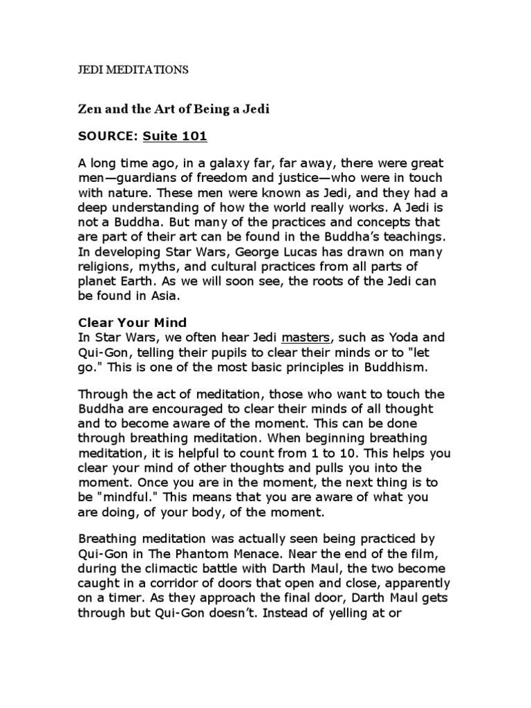 Jedi Meditations Reveal Path to Inner Peace | PDF | Noble Eightfold ...