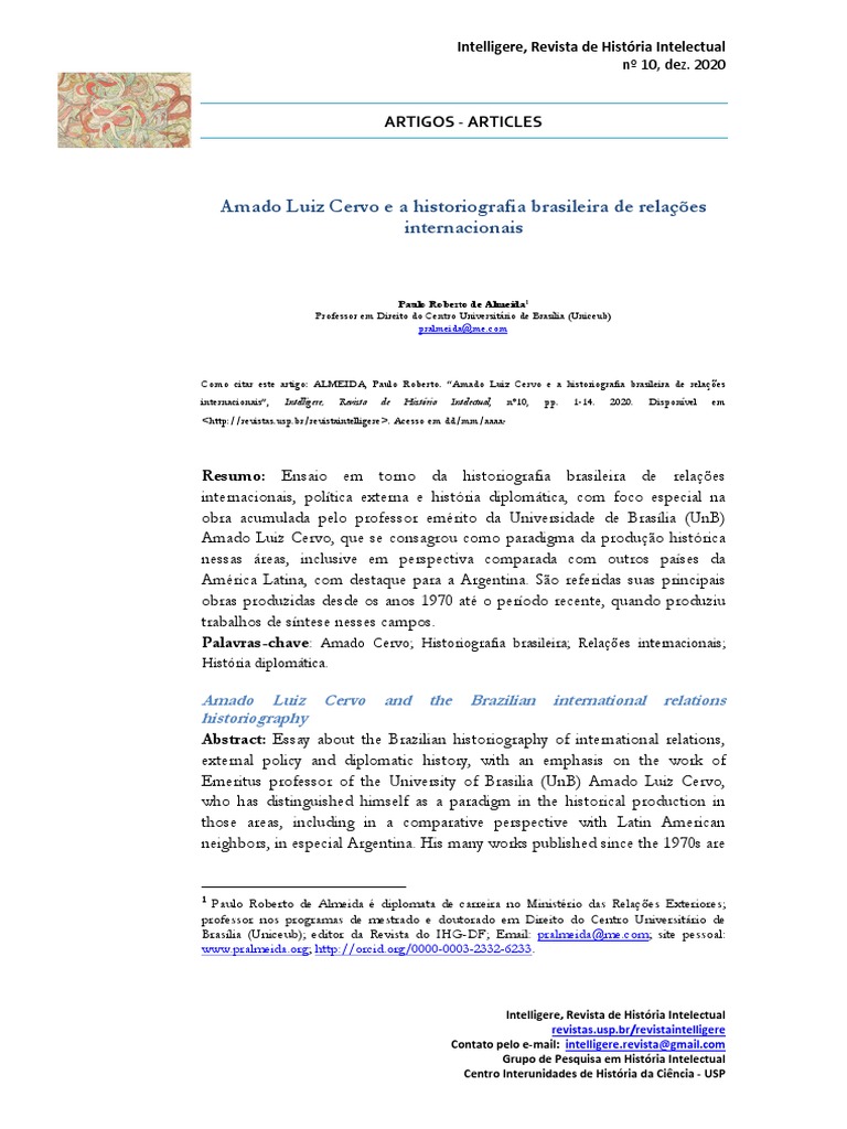 ALMEIDA, Paulo Roberto - Amado Luiz Cervo e A Historiografia Brasileira ...