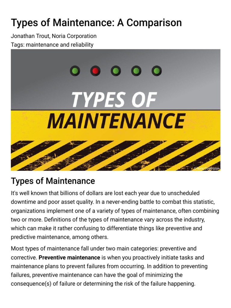 Types of Maintenance - A Comparison | PDF | Internet Of Things ...