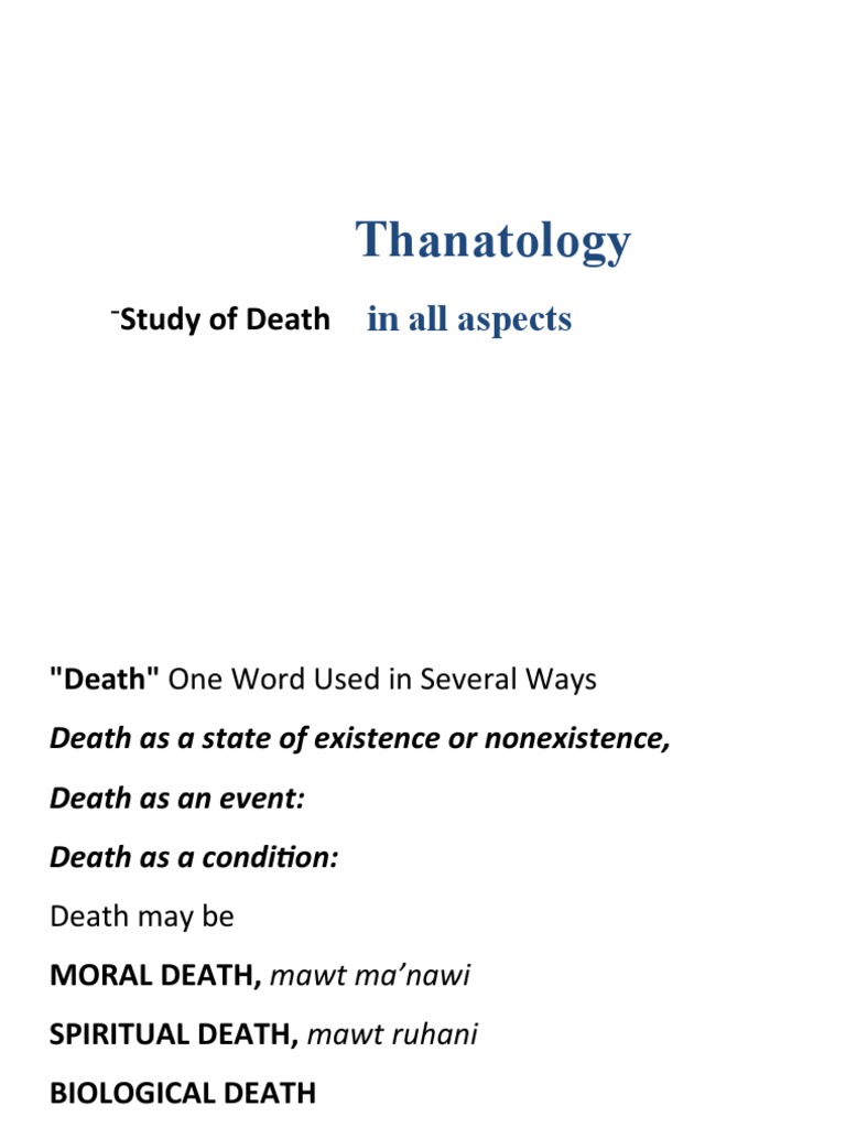 Thanatology: A Comprehensive Study of Death in All Its Aspects | PDF ...