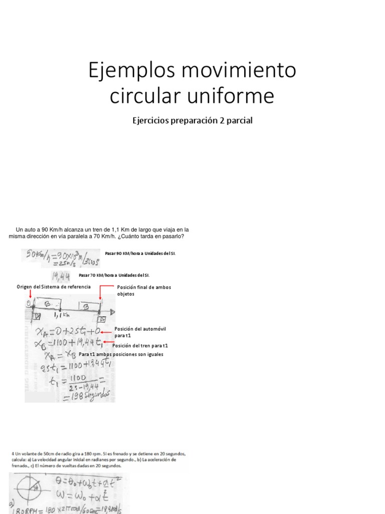 Ejemplos Movimiento Circular Uniforme | PDF