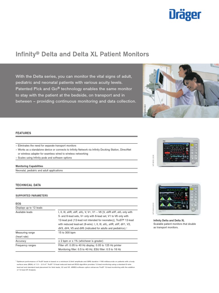 Drager Infinity Delta Datasheet and Delta XL | PDF | Blood Pressure ...