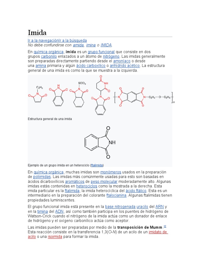 Imida | PDF | Química | Sustancias químicas
