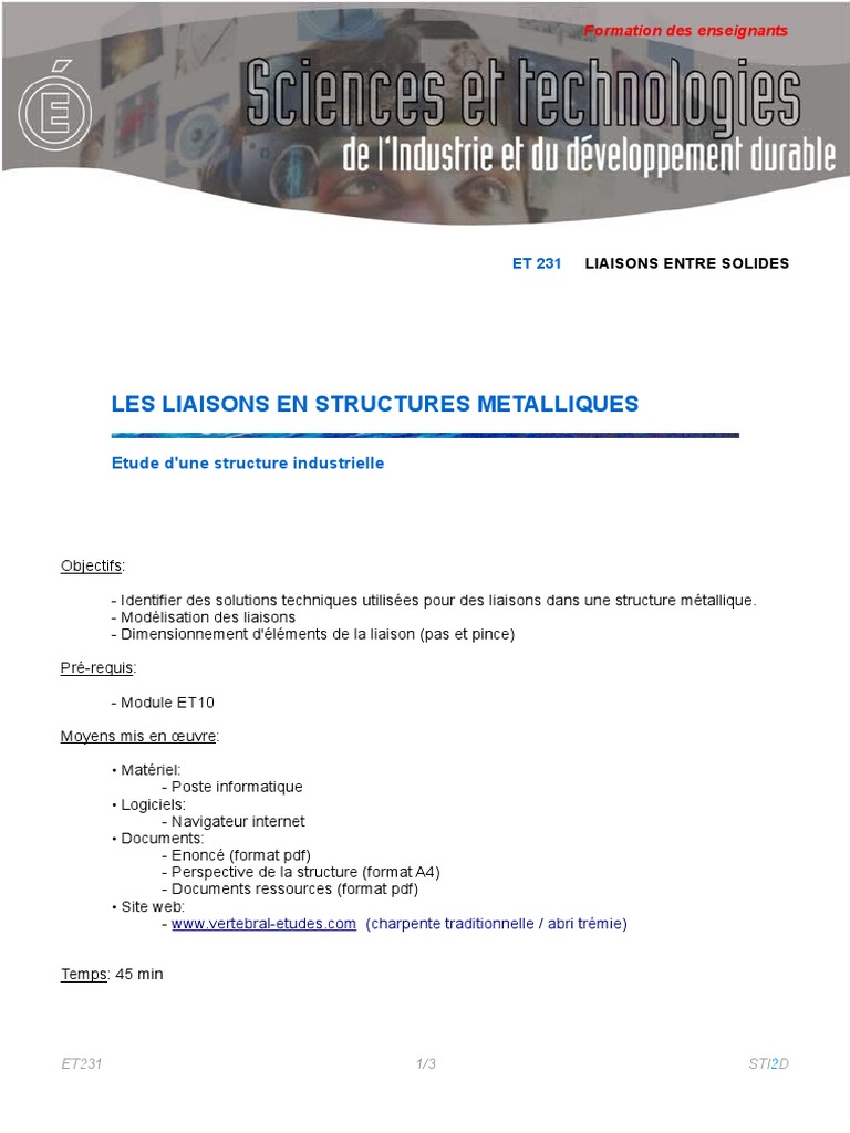 Et231 TP Liaisons Structures | PDF