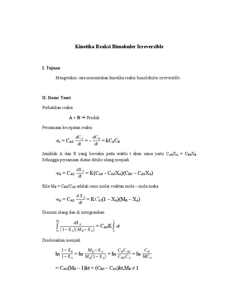 Laporan Bimolekuler Irreversible | PDF