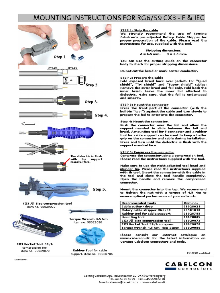 RG6 Cable Mounting Instructions | PDF | Electrical Connector ...
