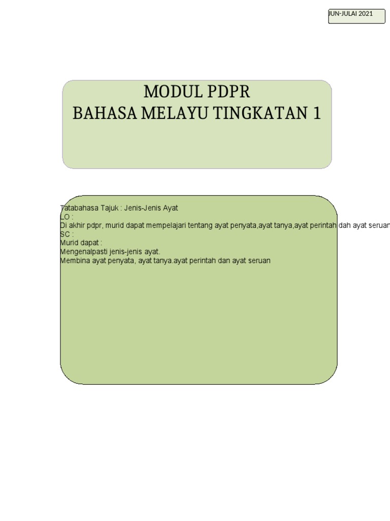 Modul PDPR T 1 BM Jun 2021 | PDF