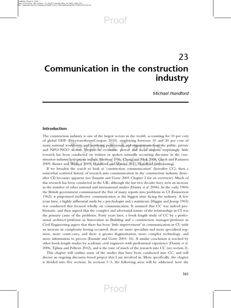 Communication in The Construction Industry | PDF | Consultant | Discourse