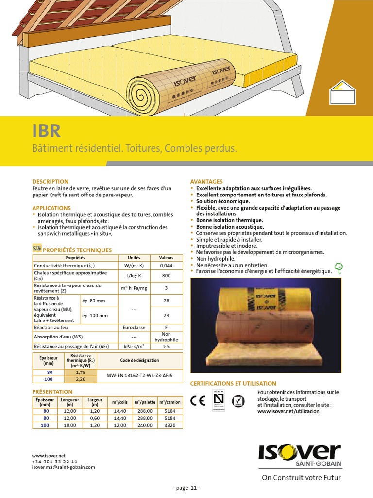 FICHE TECHNIQUE LV50 Isover IBR | PDF | Isolation thermique du bâtiment | Génie du bâtiment