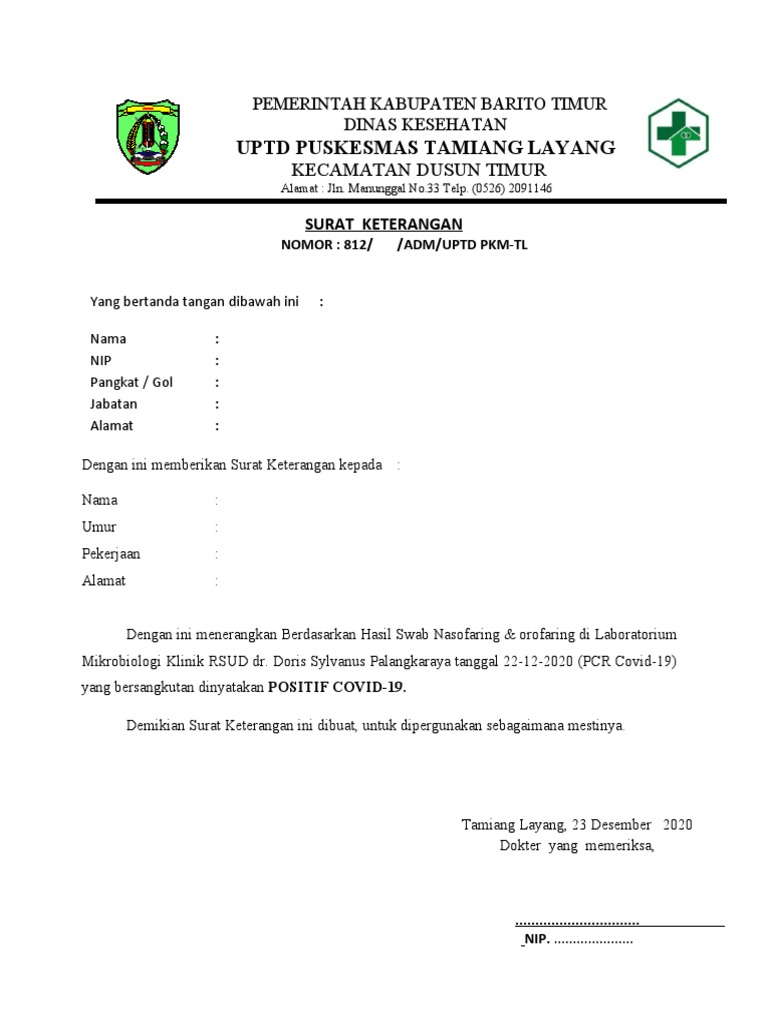 Contoh Surat Keterangan Selesai Iso c19 | PDF