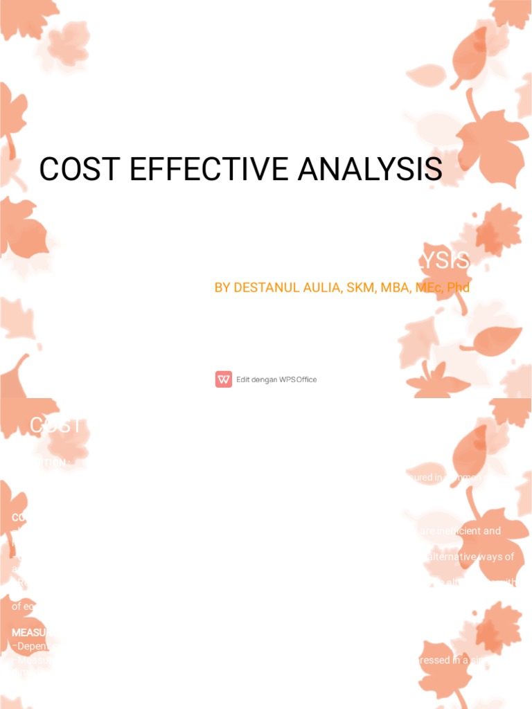 Cost - Effectiveness Analysis (CEA) | PDF | Sensitivity Analysis | Cost Effectiveness Analysis