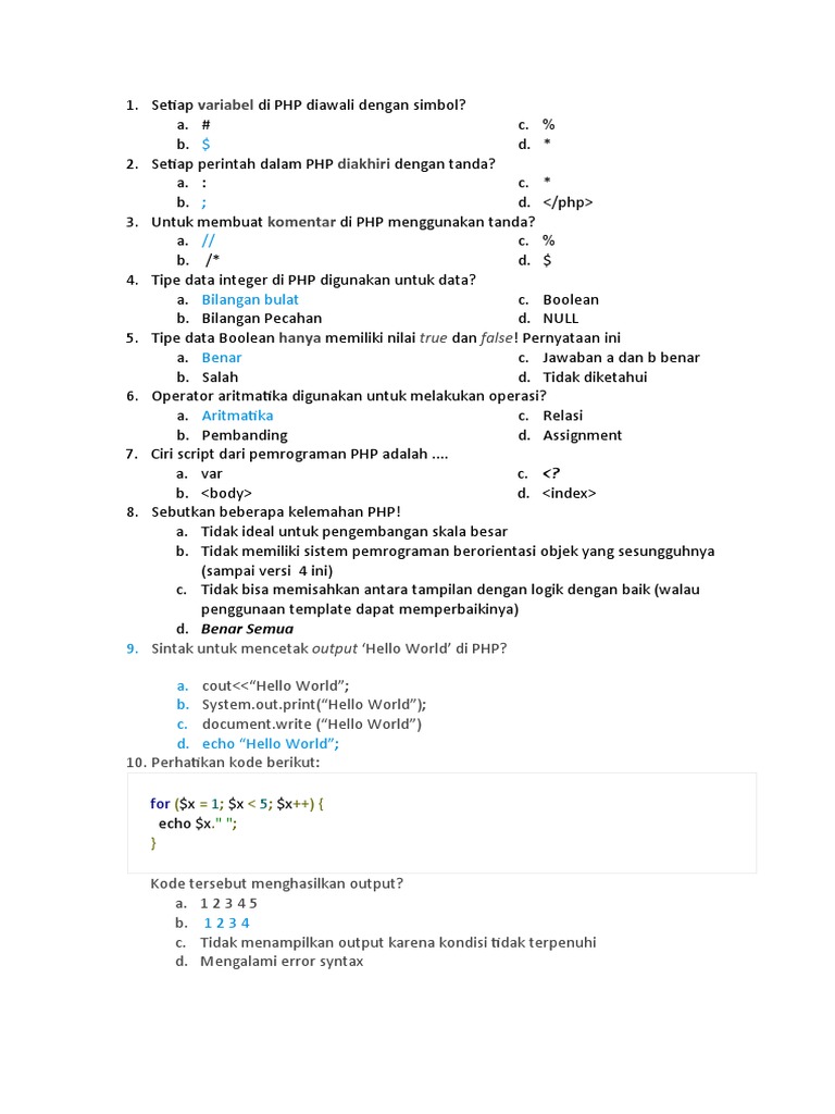 Sintaks Dasar Pemrograman PHP | PDF