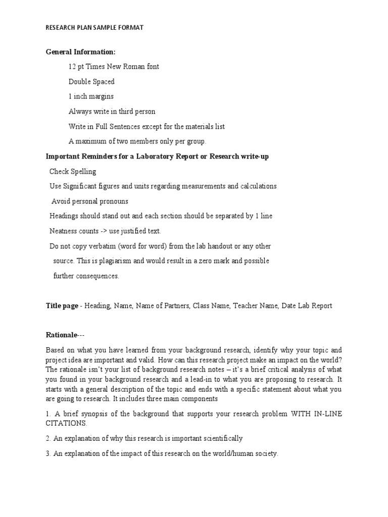 Research Plan Format For Engineering Design Projects | PDF | Experiment ...