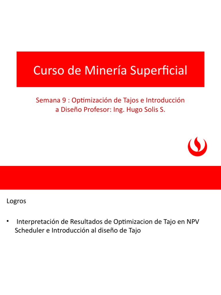Semana 9 - Optimizacion Tajo - Diseño Tajo | PDF