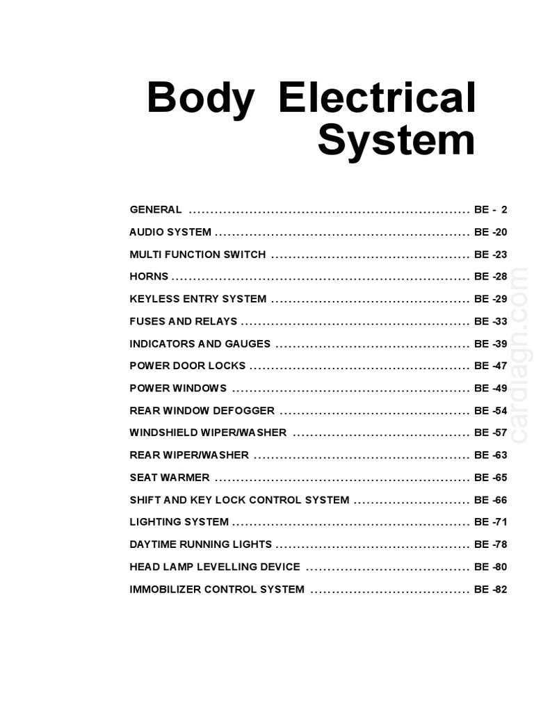 Body Electrical System | PDF | Transmitter | Fuse (Electrical)