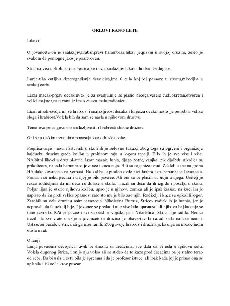 Orlovi Rano Lete | PDF