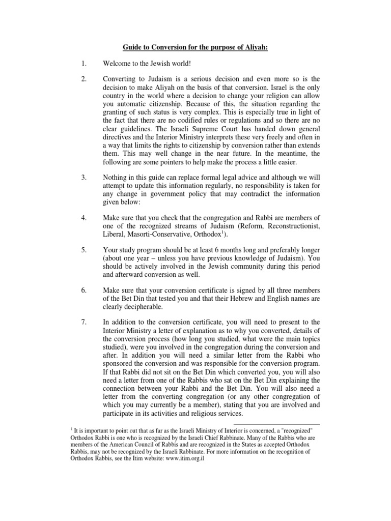 Guide To Conversion - Seeking Aliyah | PDF | Rabbi | Aliyah