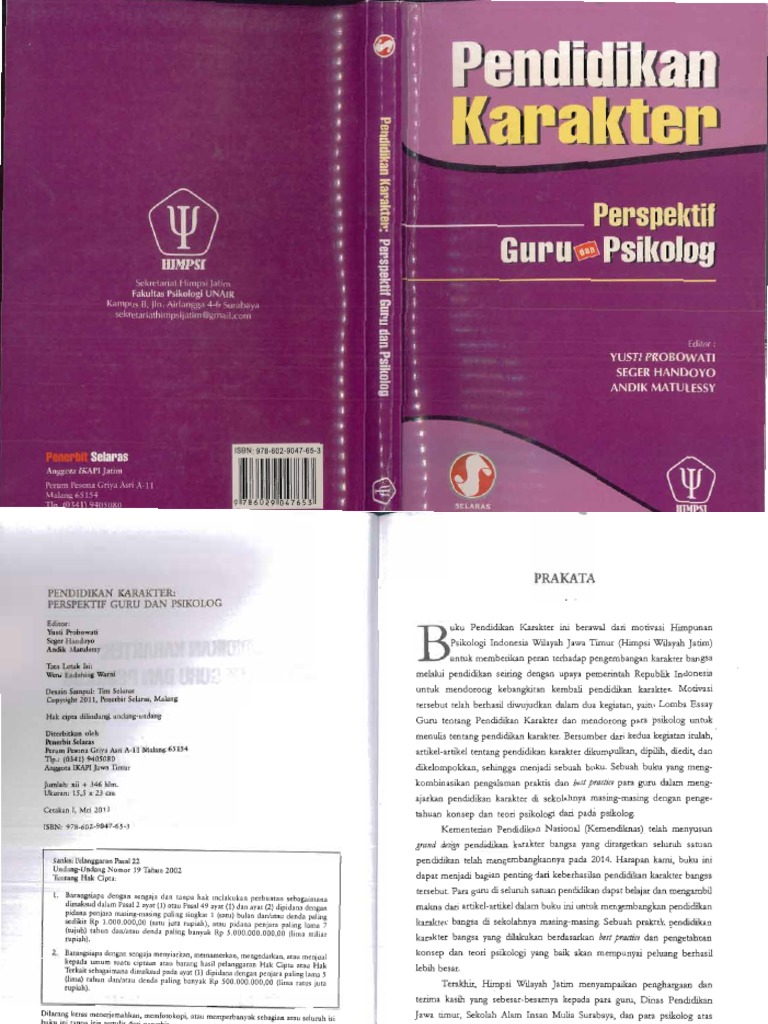 Buku Pendidikan Karakter - Perspektif Guru Dan Psikolog | PDF