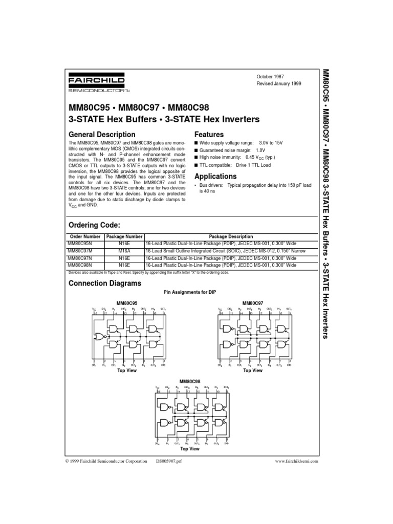 MM80C95 - MM80C97 - MM80C98 3-STATE Hex Buffers - 3-STATE Hex Inverters ...
