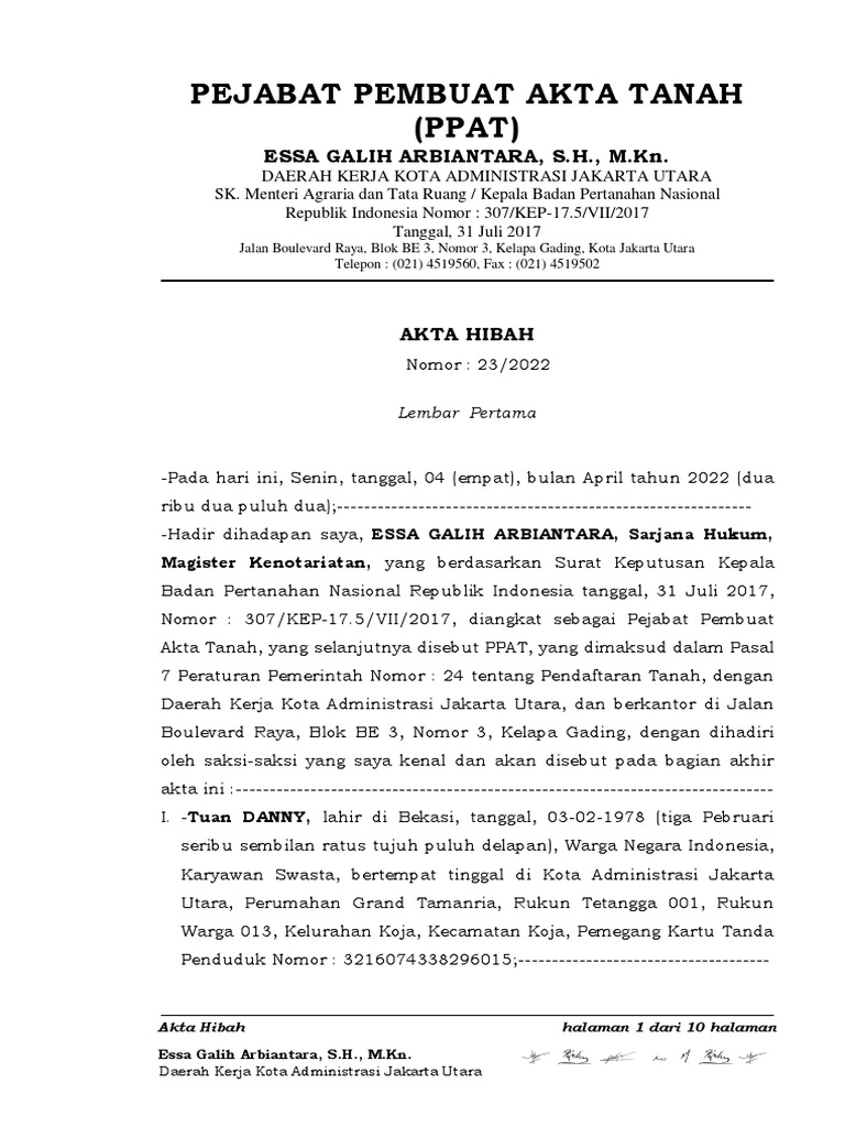 Contoh Akta Hibah | PDF