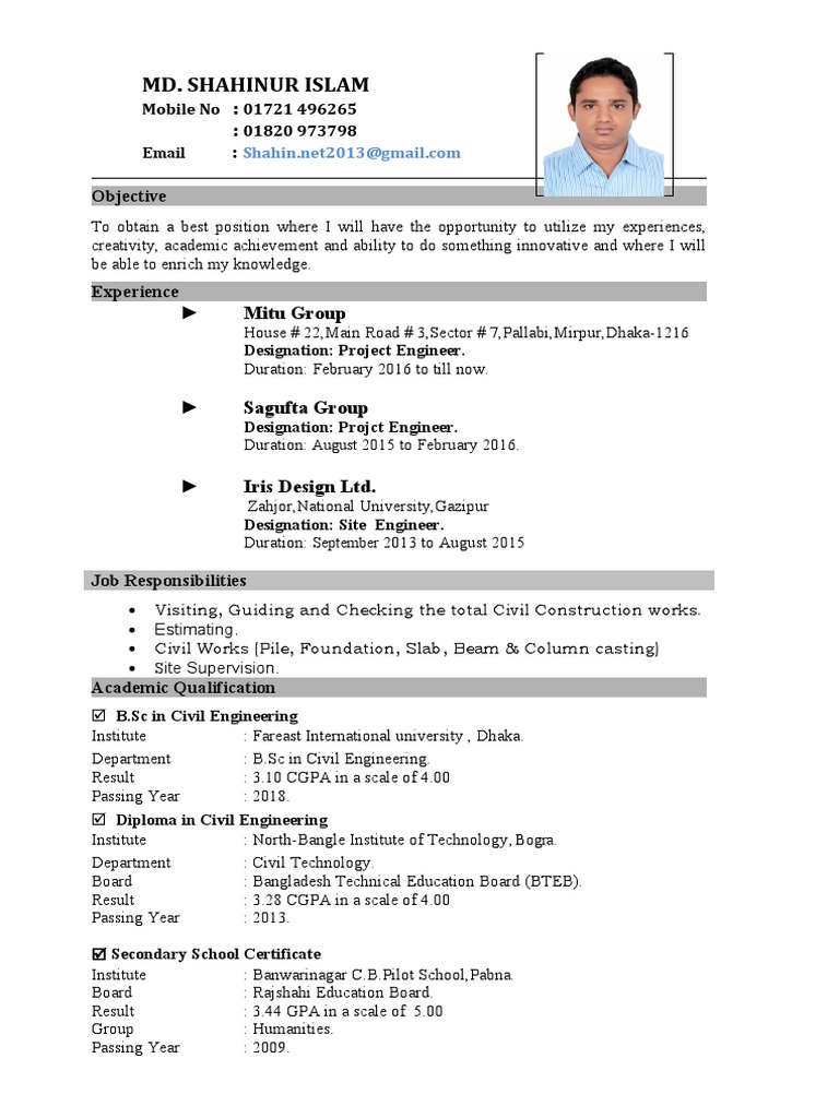 MD Shahinur Islam | PDF | Engineer