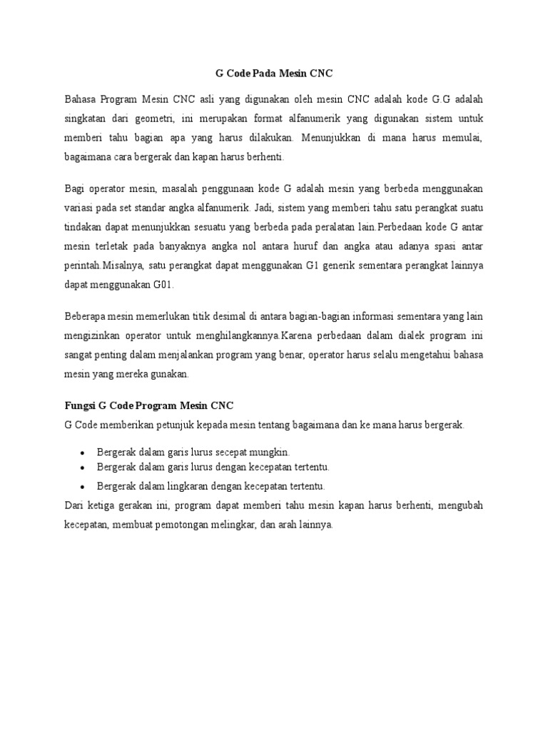 G Code Pada Mesin CNC | PDF