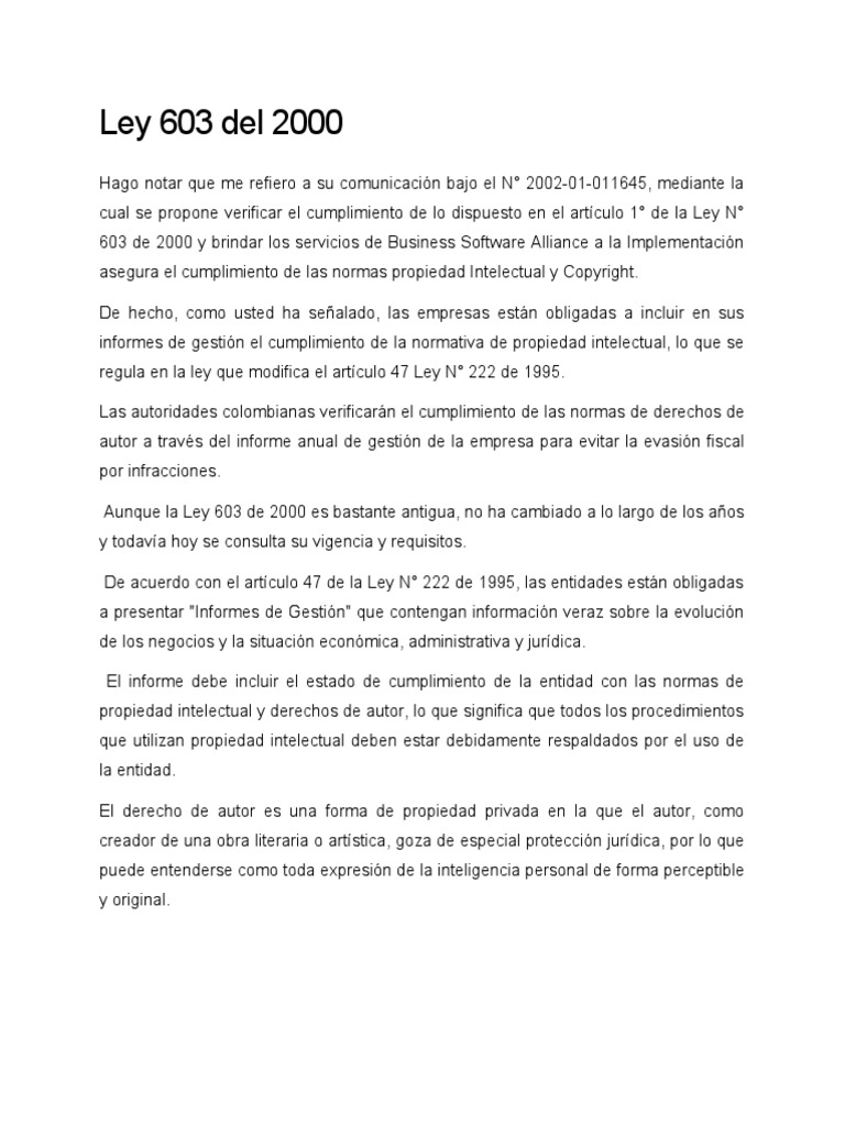 Ley 603 | PDF | Propiedad intelectual | Justicia