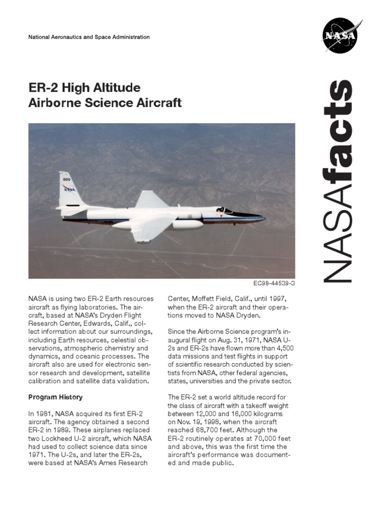 NASA Facts ER-2 High Altitude Airborne Science Aircraft | PDF | Lockheed U 2 | Nasa