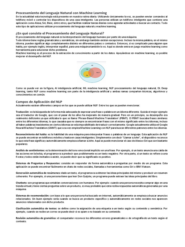 Procesamiento Del Lenguaje Natural Conceptos | PDF | Aprendizaje ...