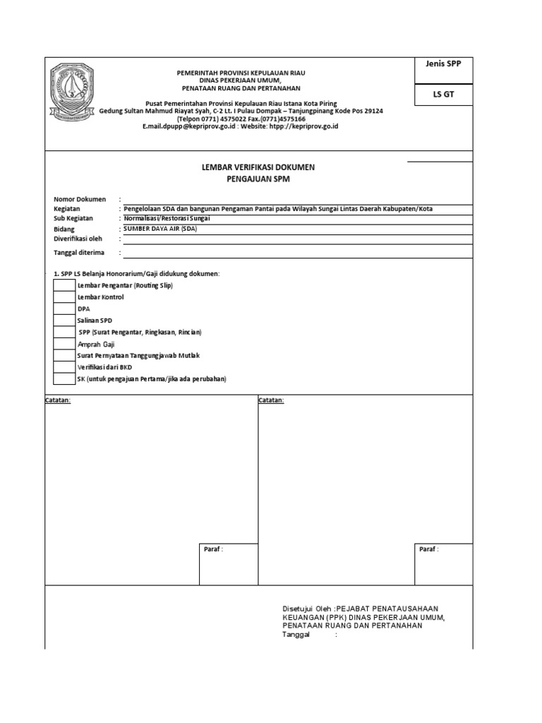 Verifikasi Dokumen Pengajuan SPM | PDF