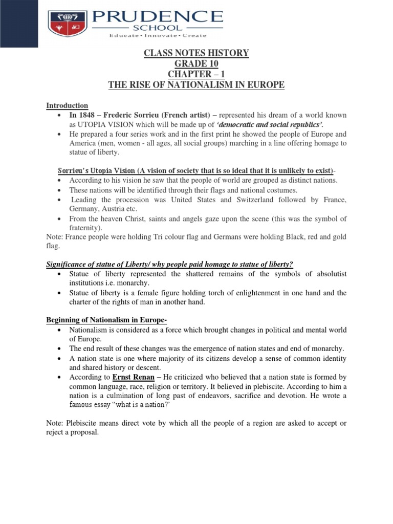 History Ch-1 Rise of Nationalism in Europe Notes | PDF | Balkans ...