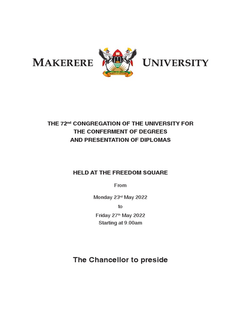Makerere University 72 Graduation List For May 2022 | PDF | Academic ...