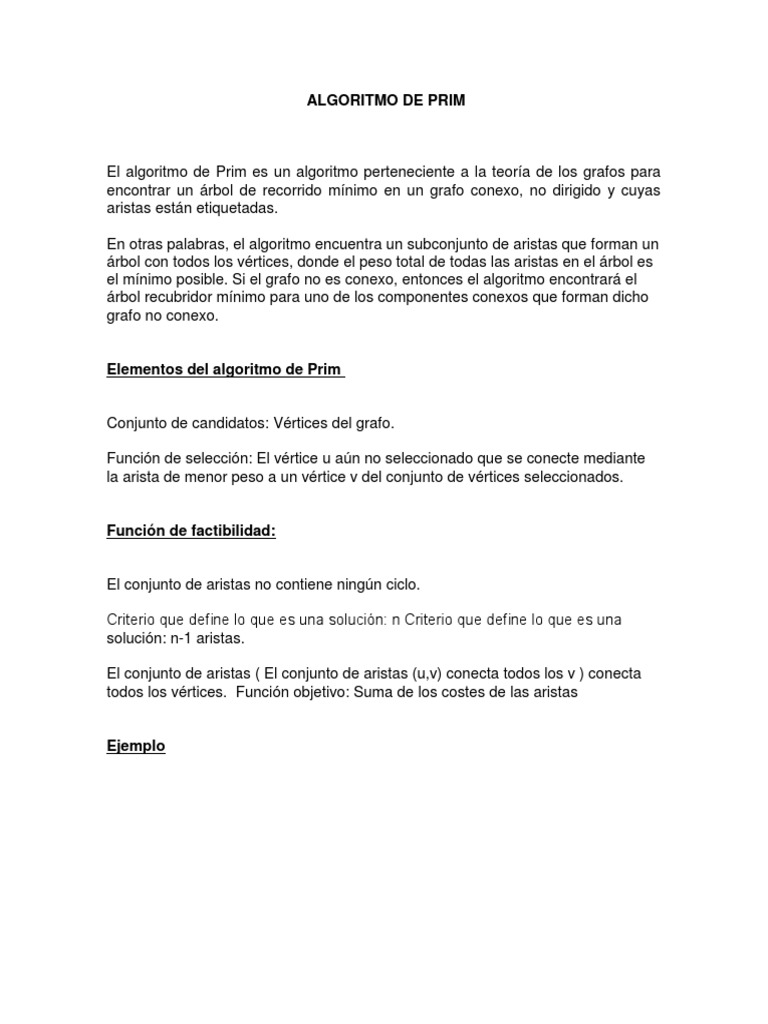 Algoritmo de Prim | PDF